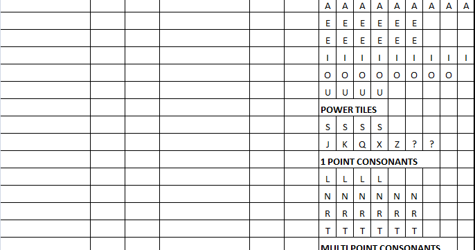 Useful Scrabble Score Sheet - Scrabbling Away