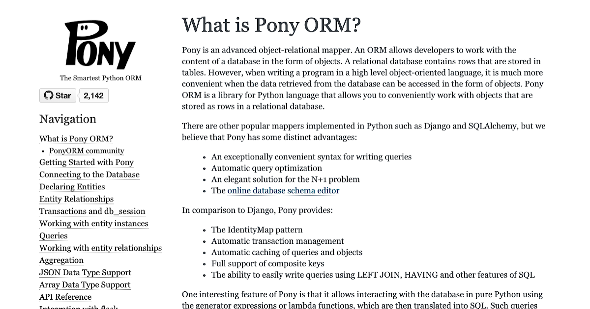 Python ライブラリ： Pony ORM - Life with Python