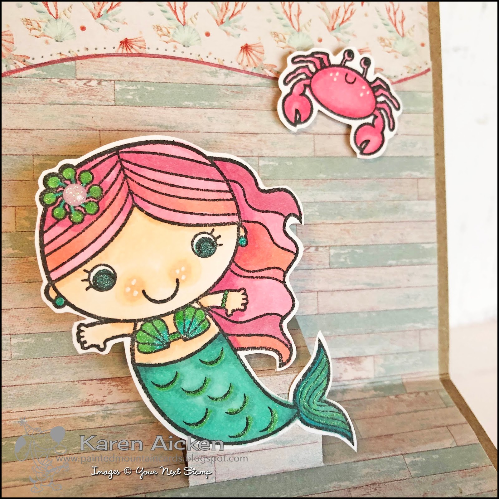 Painted Mountain Cards: Pop Up Mermaid Card