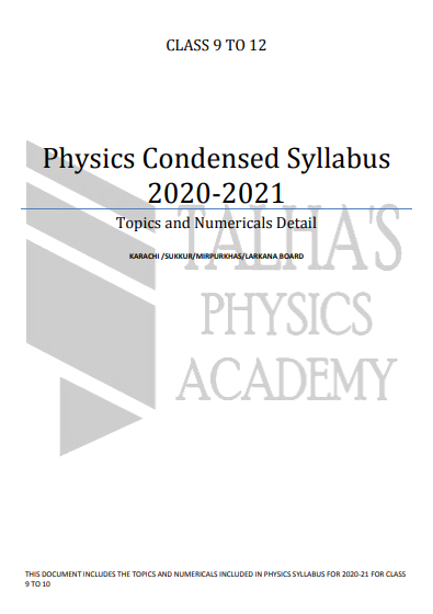 Talha's Physics Academy: Physics Condensed Syllabus for Class 9 to 12 ...