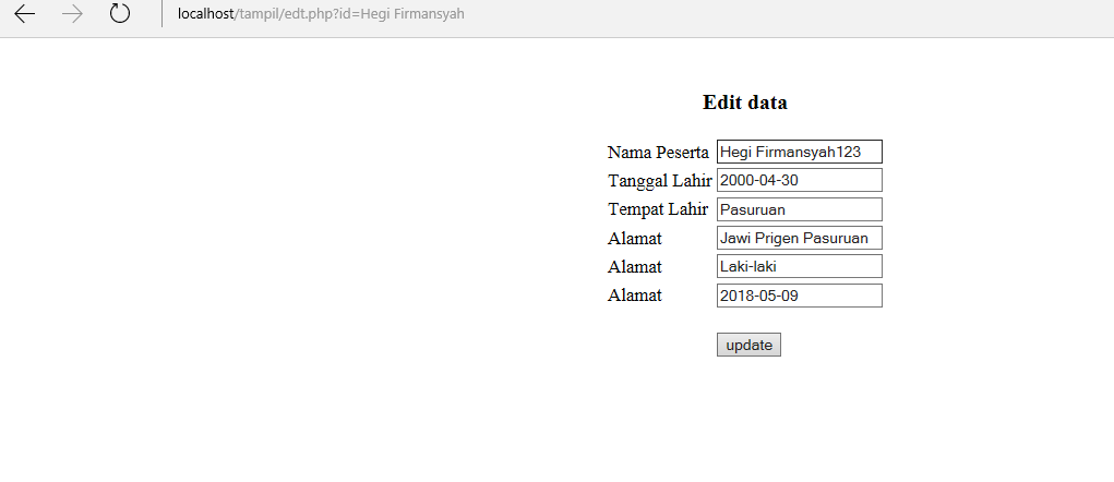 Update Data dengan PHP - MySQL