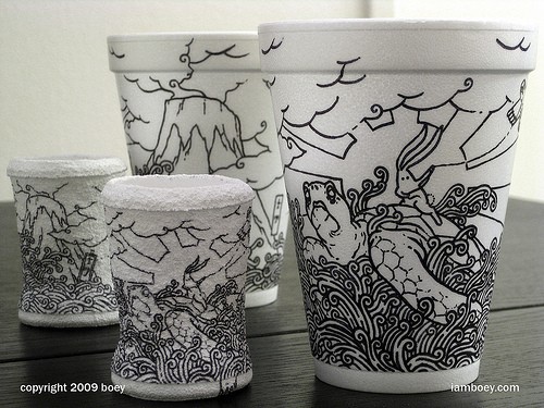 Karena Desain adalah Hidupku: Melukis Di Gelas Kopi Styrofoam