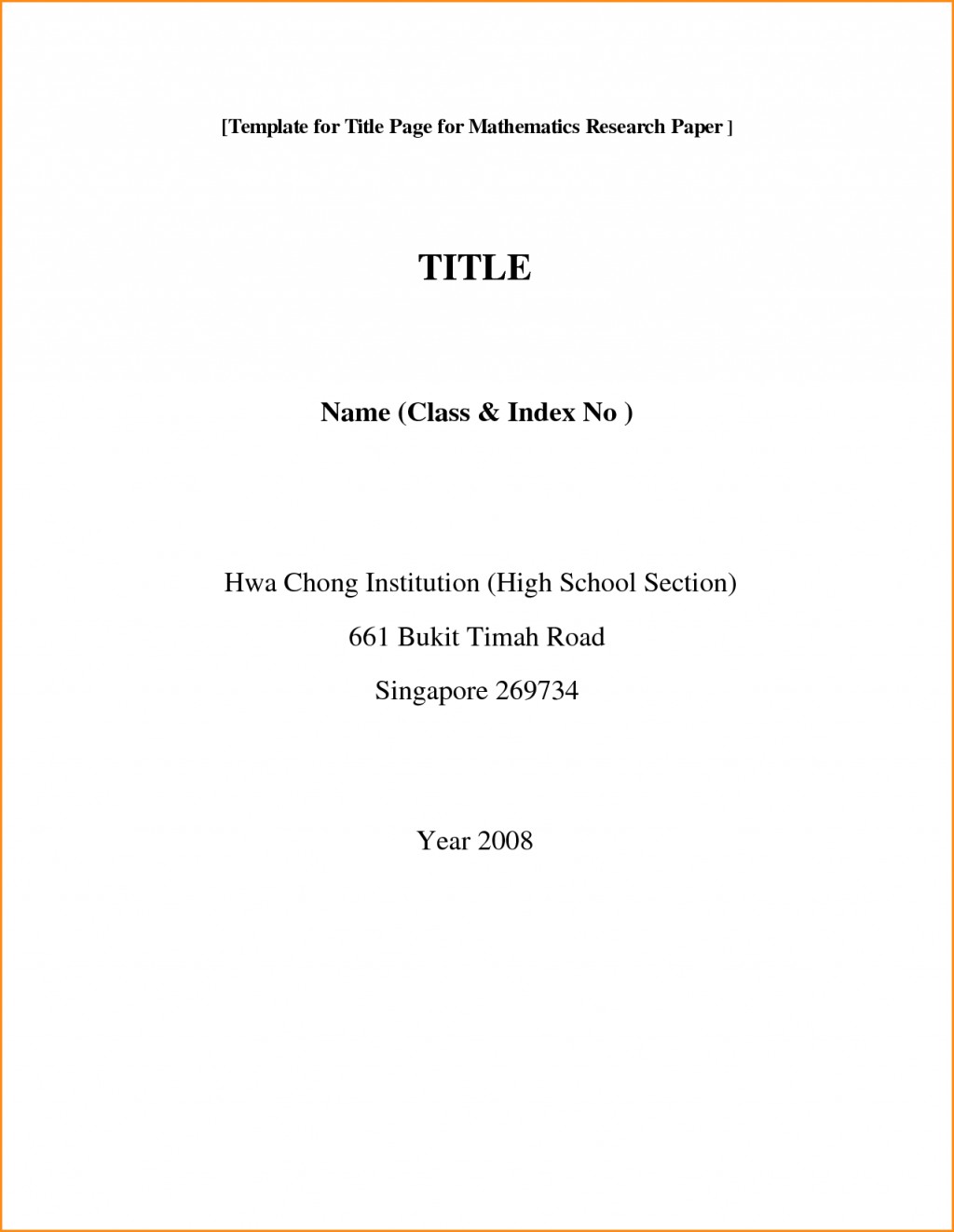 Research Paper Title Page ~ Certificate Letter