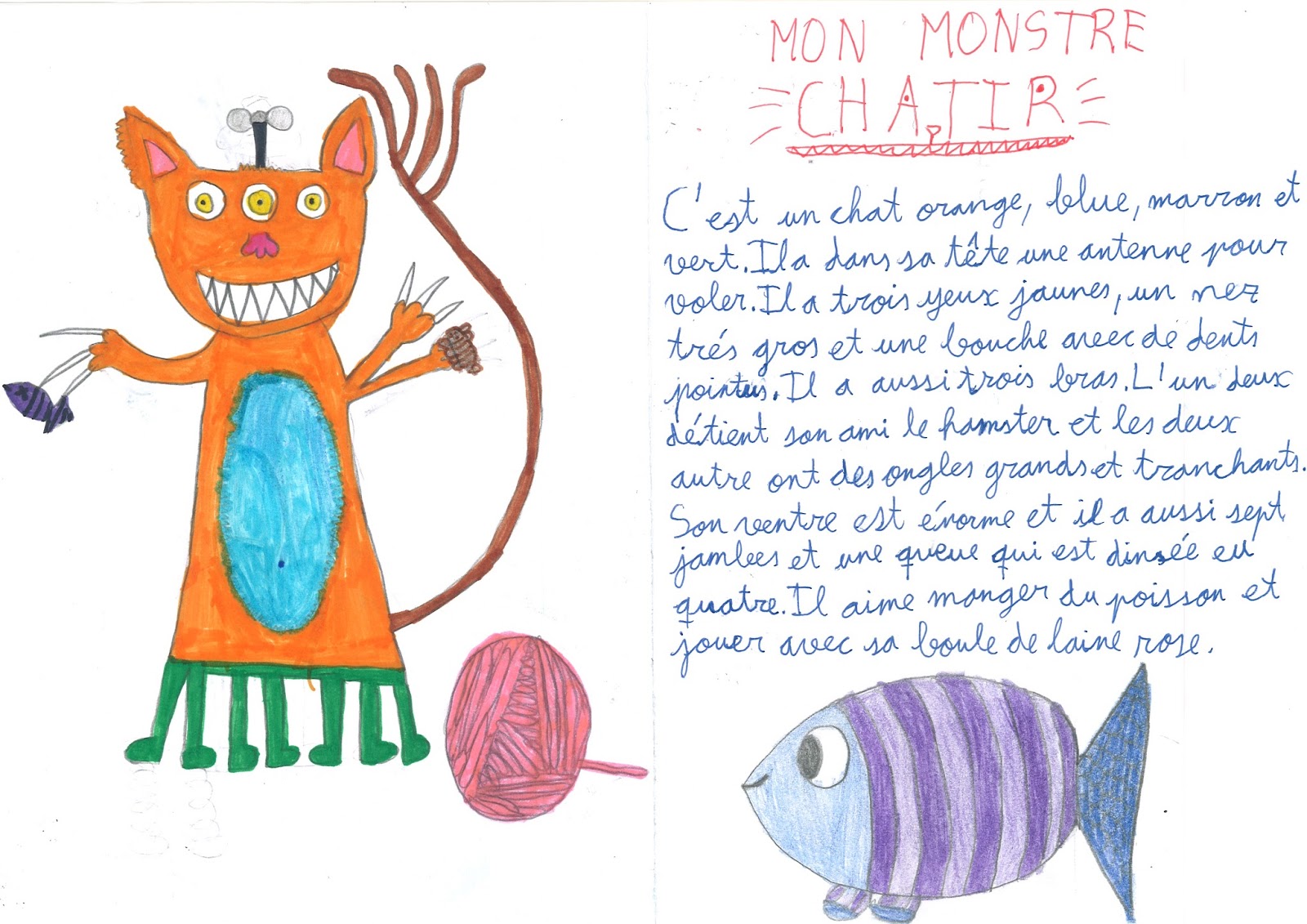 Le coin du français. CEIP "La Paz". Cuenca: MON MONSTRE 5º B