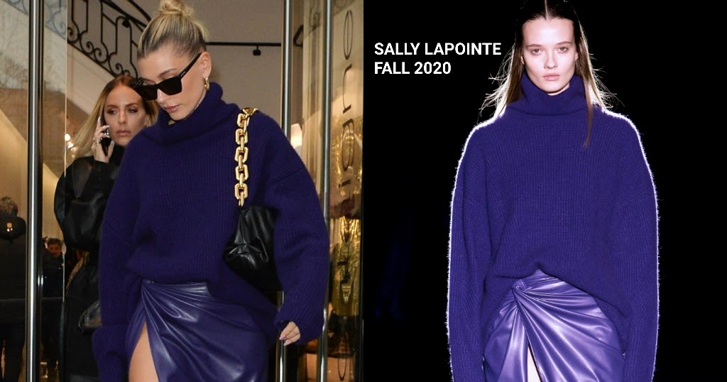 Hailey Bieber in Sally LaPointe Leaving the Bottega Veneta Paris Store