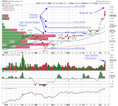 Trade Idea Blog: TSLA Formed Blow Off Top TSLA已经造成了高潮顶