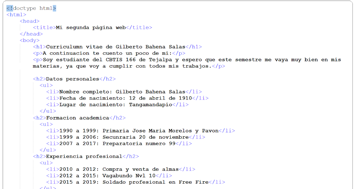 Curriculum en HTML
