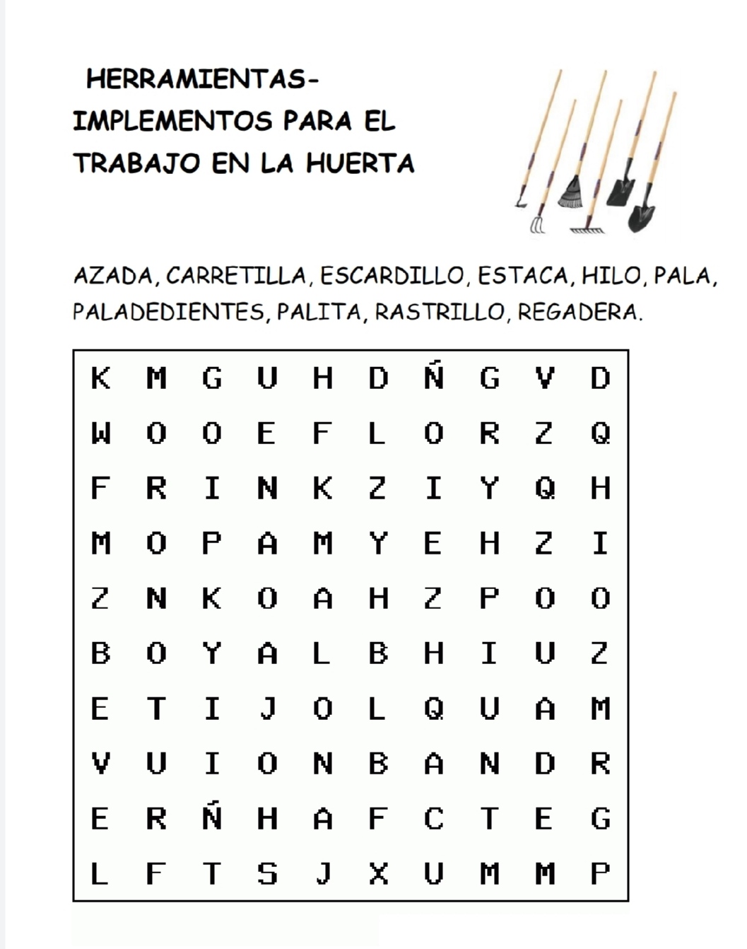 Escuela 341 - Montevideo, Uruguay.: La huerta en sopa de letras...