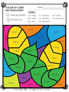 An Apple For The Teacher: Fall Color By Number Worksheets