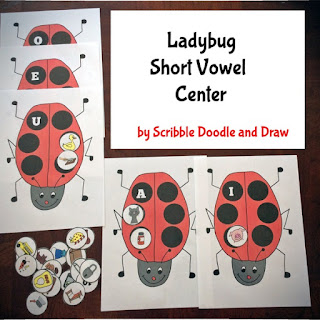 Ladybug interactive short vowel center activity for kids