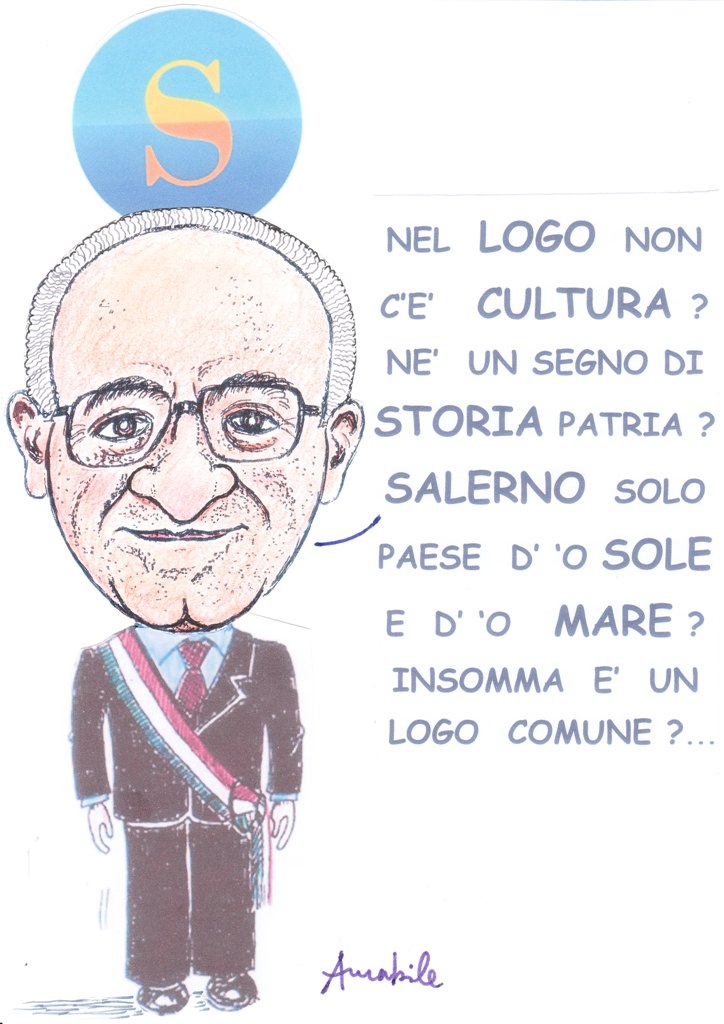 amabile satira: QUI SALERNO / ORIGINALE LOGO DEL COMUNE O LUOGO COMUNE