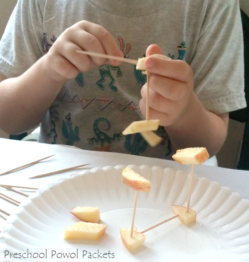 Apple Toothpick Tower Challenge! | Preschool Powol Packets