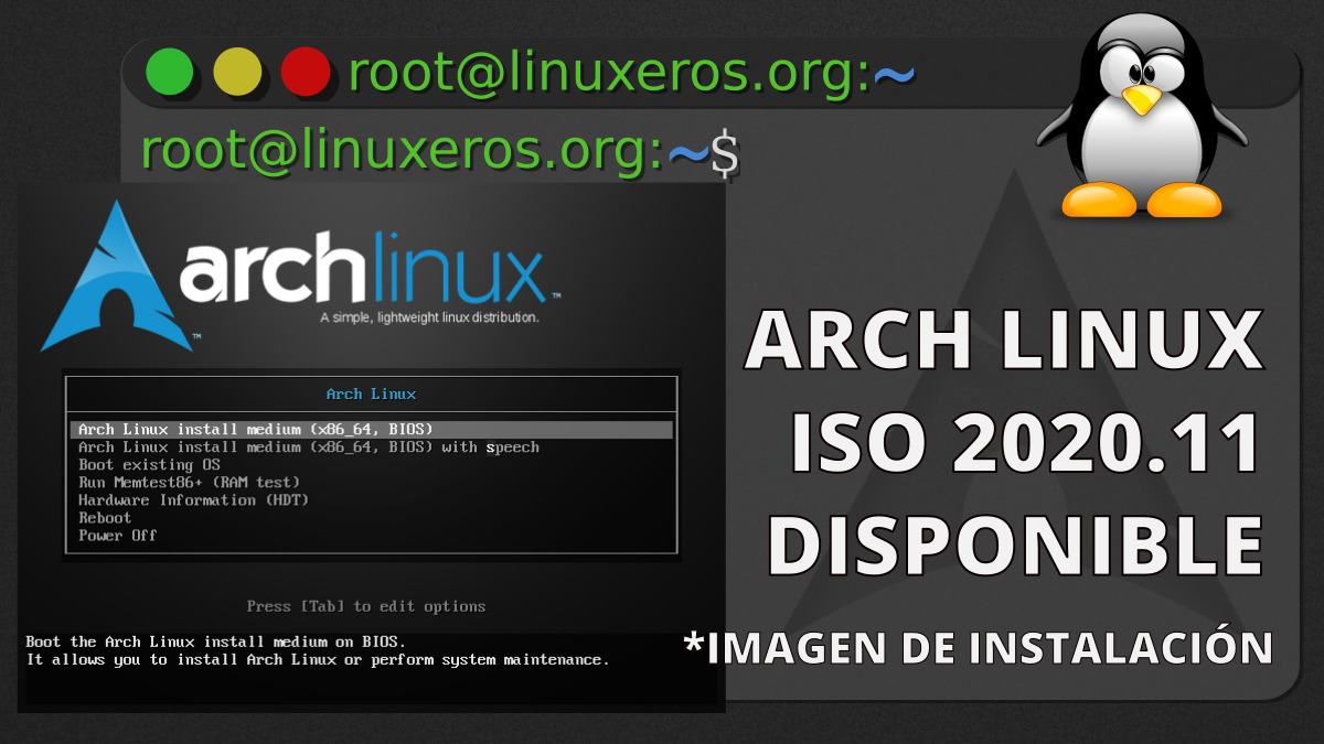 Arch Linux ISO 2020.11, ahora con Linux Kernel 5.9 ~ Linuxeros