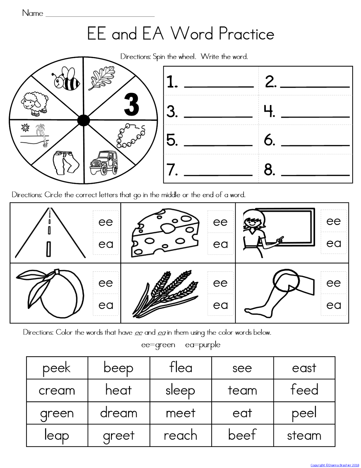 Teachers R US: ee ea Story, Printable Story, Wall Signs, and Literacy ...
