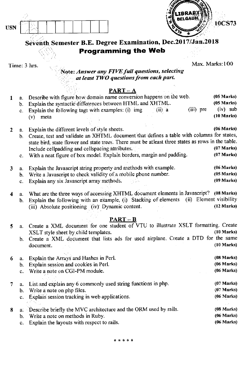Visvesvaraya Technological University B.E. COMPUTER SCIENCE (CBCS ...