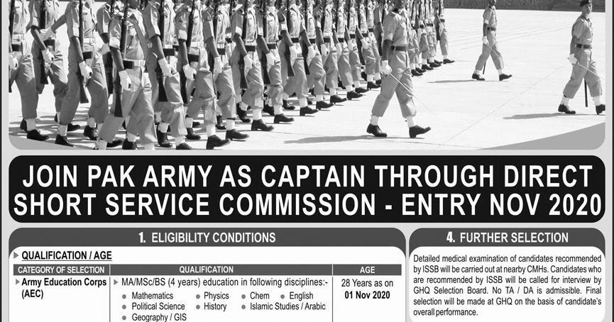 Join Pak Army as Captain-Nov 2020