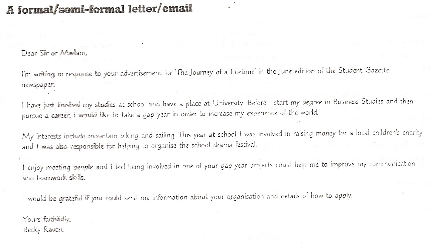 Semi Formal Letter - Formal Letter