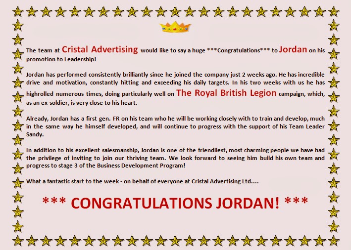 Cristal Advertising Ltd: Winners are Grinners! Congratulations - Jordan!
