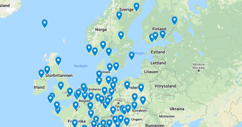 Ham Projects by SM7TKR: Region 1 VHF Beacon map