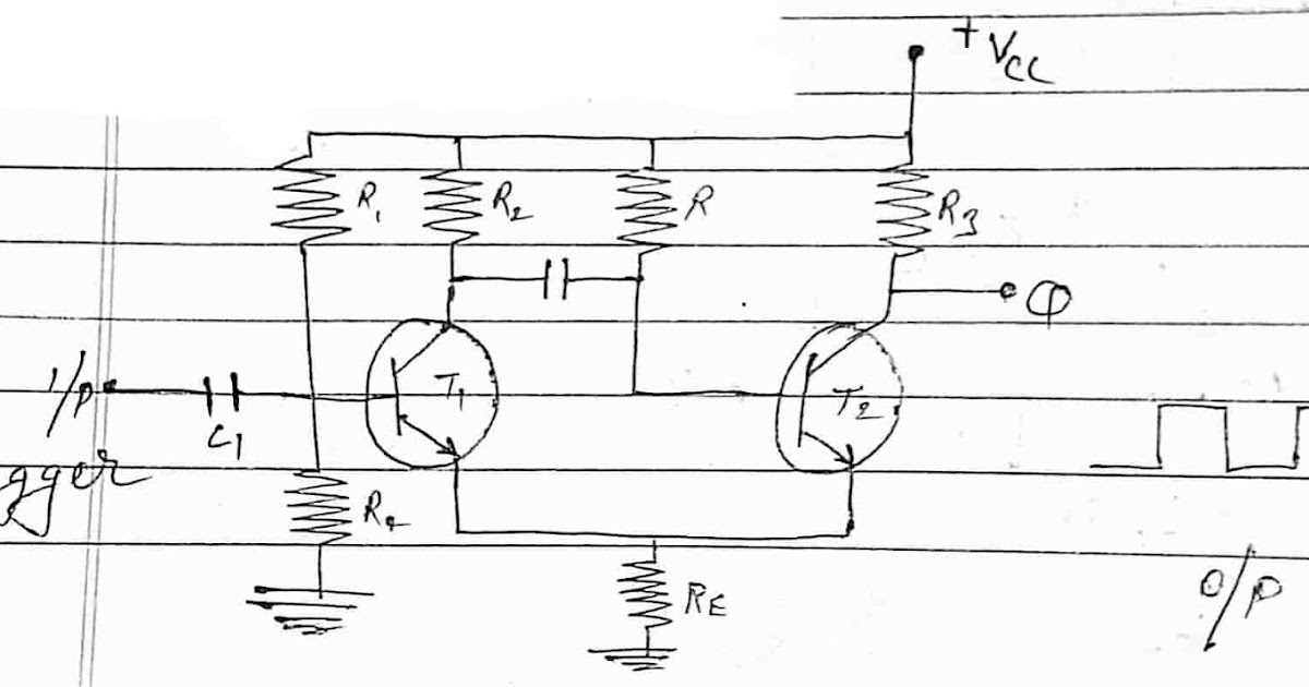 Monostable multivibrator using transistor , Op-amp, logic GATE