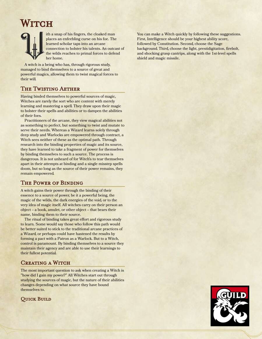 The Other Side blog: DMSGuild Witch Project: 5e Witches, Part 3