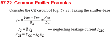BJT-common emitter formulas