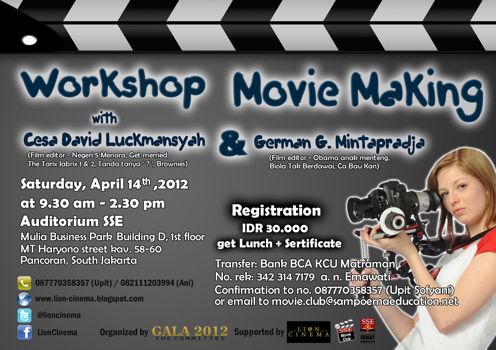 GALA Screening: WORKSHOP MOVIE MAKING AND PHOTOGRAPHY