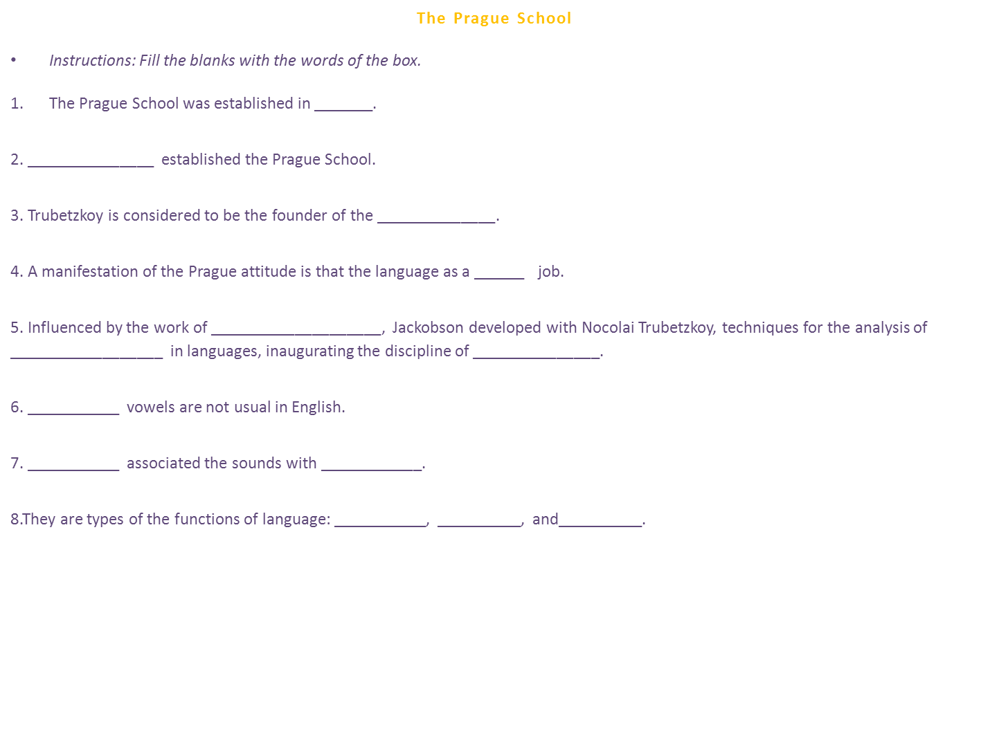 Teoria Linguistica II: The Prague School