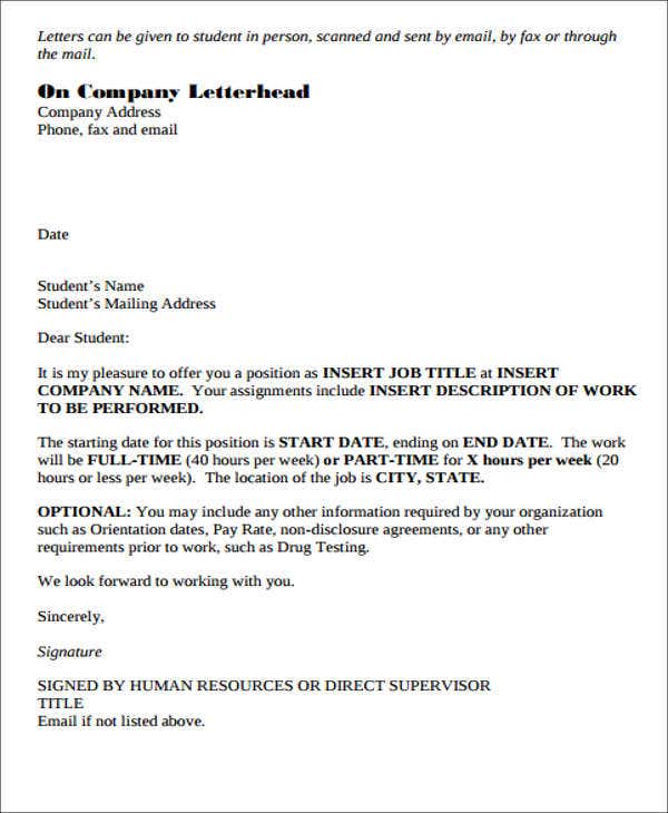 Offer Letter Format Uae - Formal Letter