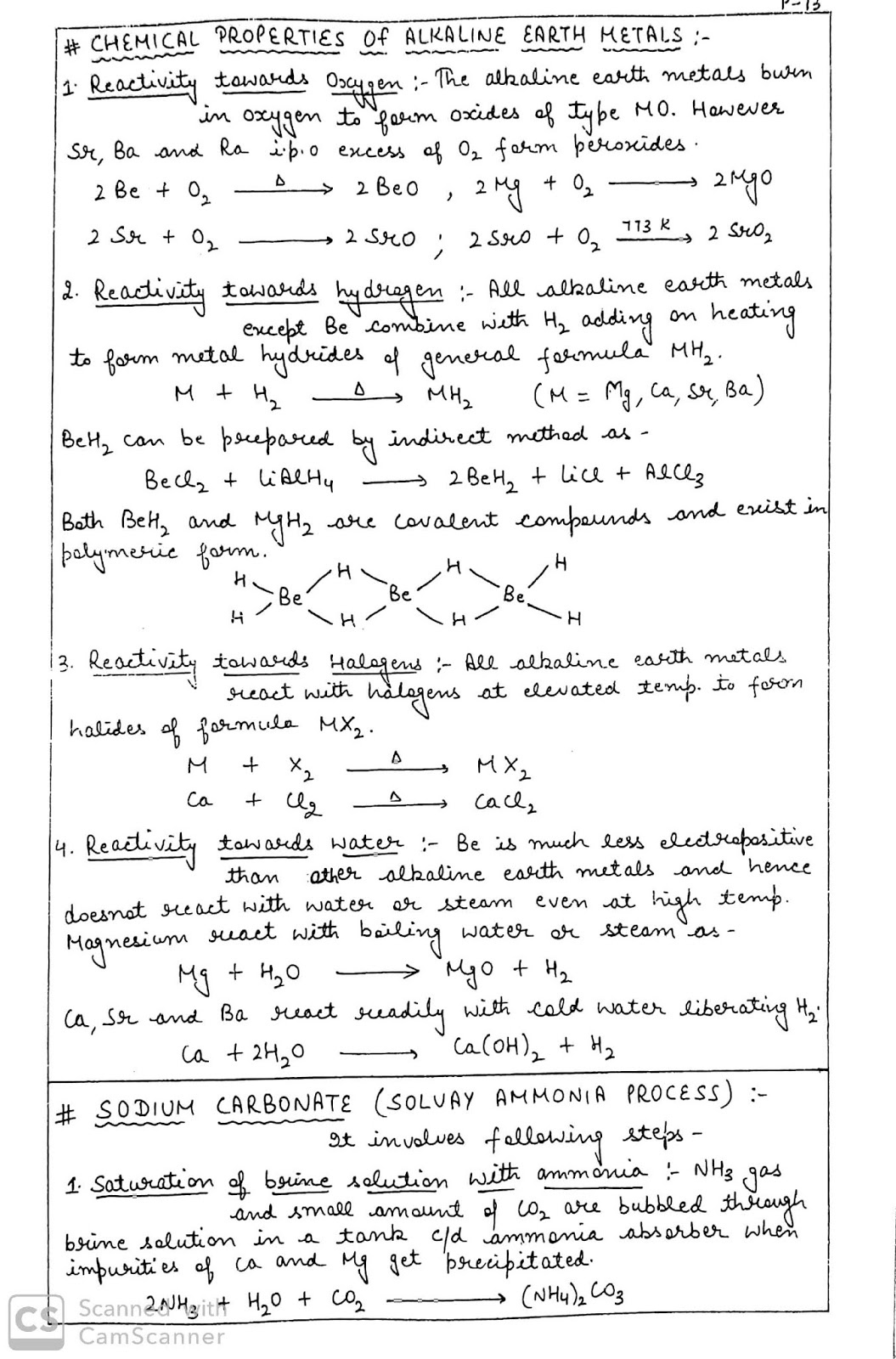 P-Block Elements Handwritten Notes for 11th Chemistry