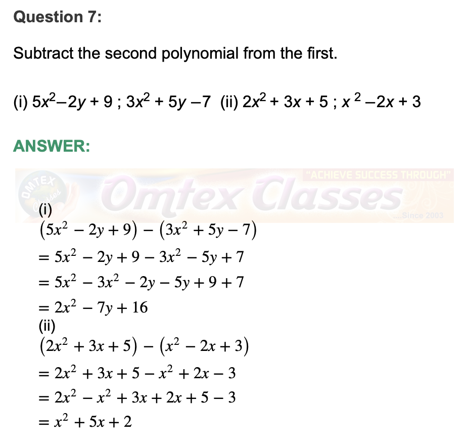 Education: Chapter 3 - Polynomials Problem Set No. 3 Mathematics Part I ...