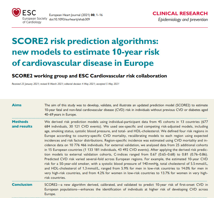 RedgedapS: Recalibración y validación del SCORE (Systematic Coronary ...