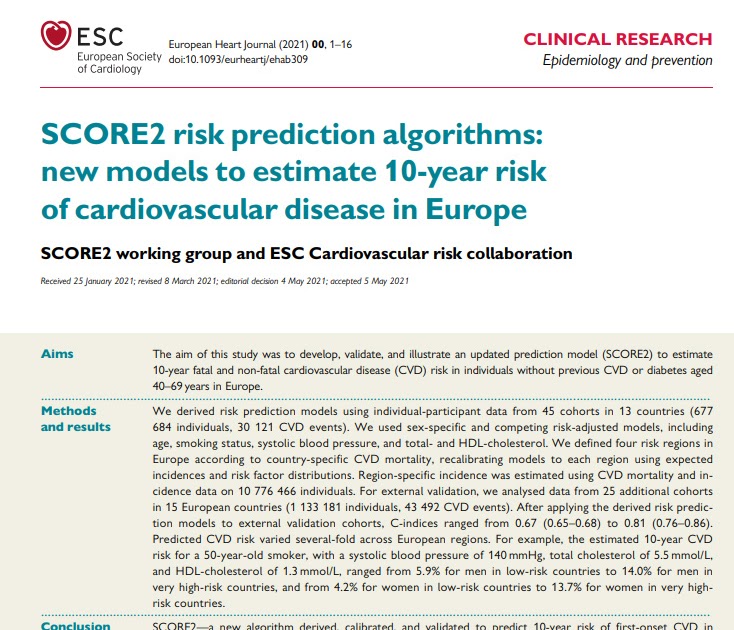RedgedapS: Recalibración y validación del SCORE (Systematic Coronary ...