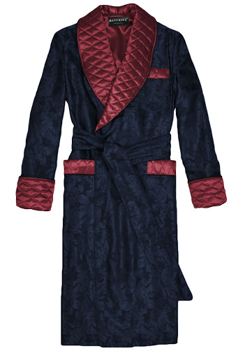 Men's Quilted Silk Luxury Dressing Gown, Gentleman's Paisley Smoking ...