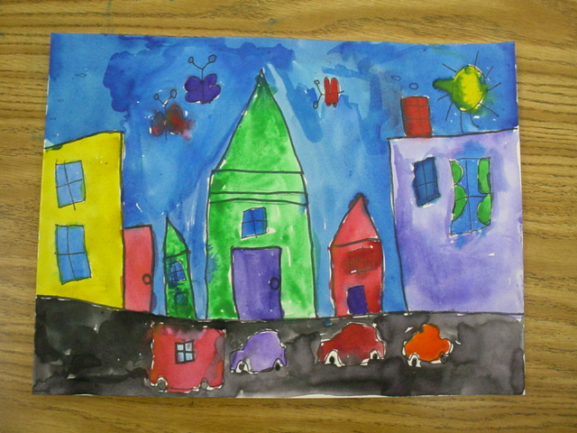 Mrs. Knight's Smartest Artists: 1st grade painted cities