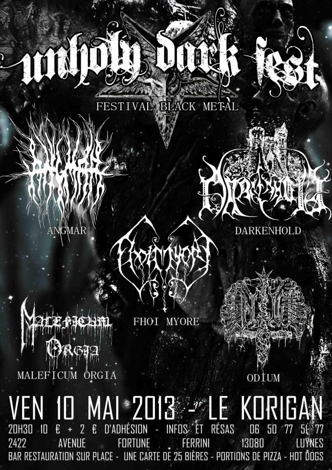 Affiche complète du Unholy Dark Fest @ Luynes (Aix)