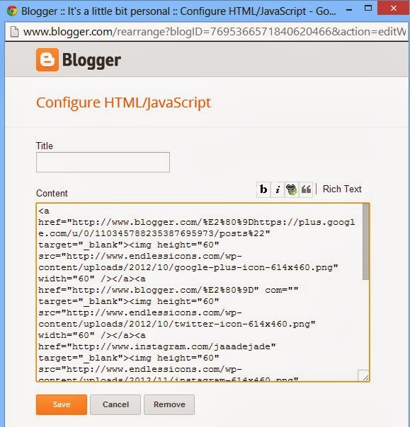 It's a little bit personal: September 2013