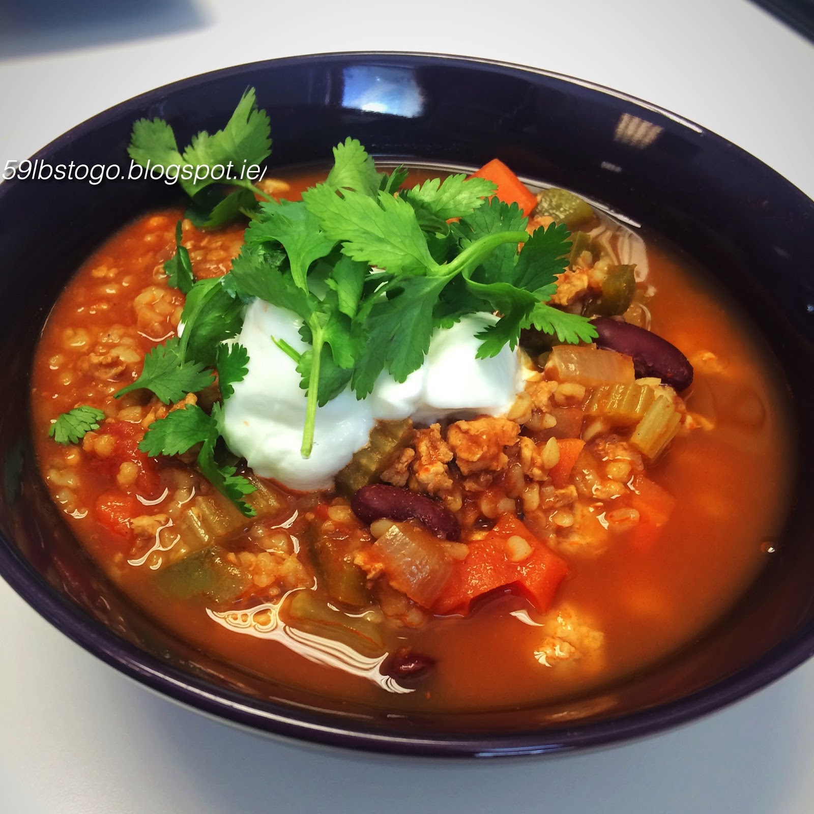 59 pounds to go: Turkey Chilli Soup!