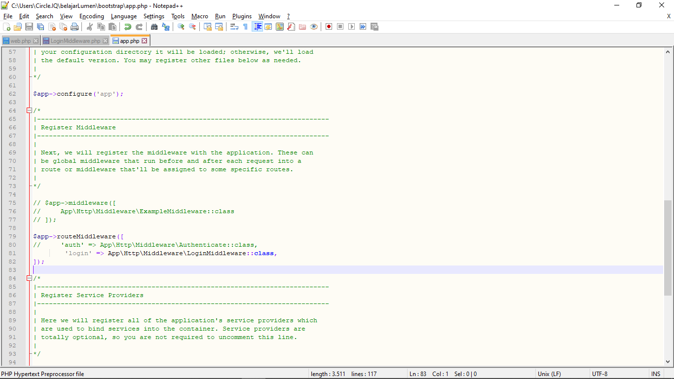 Tutorial Lumen PHP Framework | Routing, Middleware, dan Controller Tutorial Lumen PHP Framework | Routing, Middleware, dan Controller