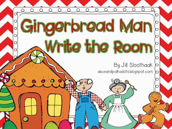 ABC's and Polka Dots: Gingerbread Man Write the Room {Giveaway!}