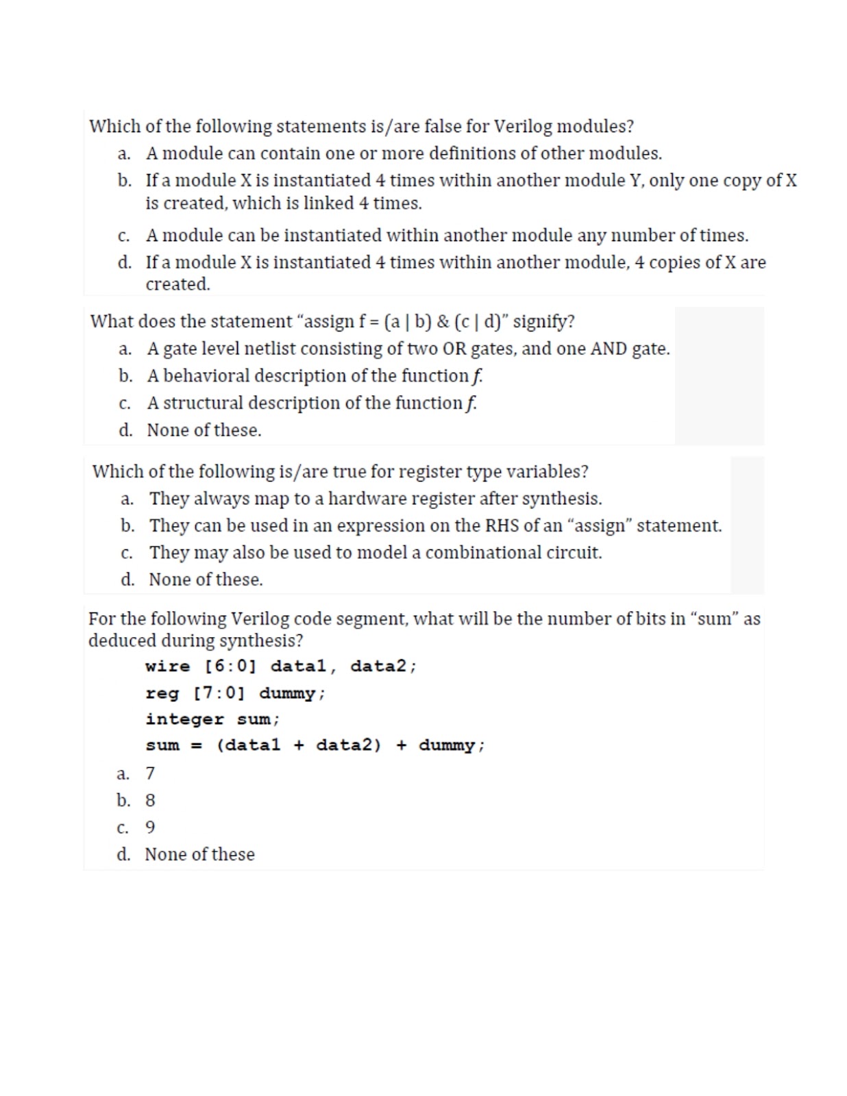 Verilog HDL: Assignment 2: ~ ENGINEERING TECHNICAL HUB Verilog HDL: Assignment 2: ~ ENGINEERING TECHNICAL HUB