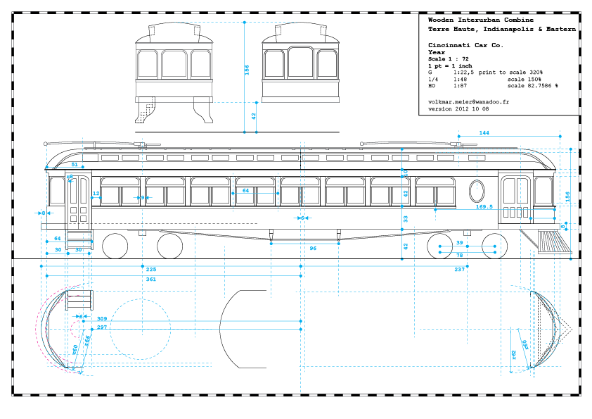 INTERURBAN RAILWAYS: Terre Haute wooden combine drawing