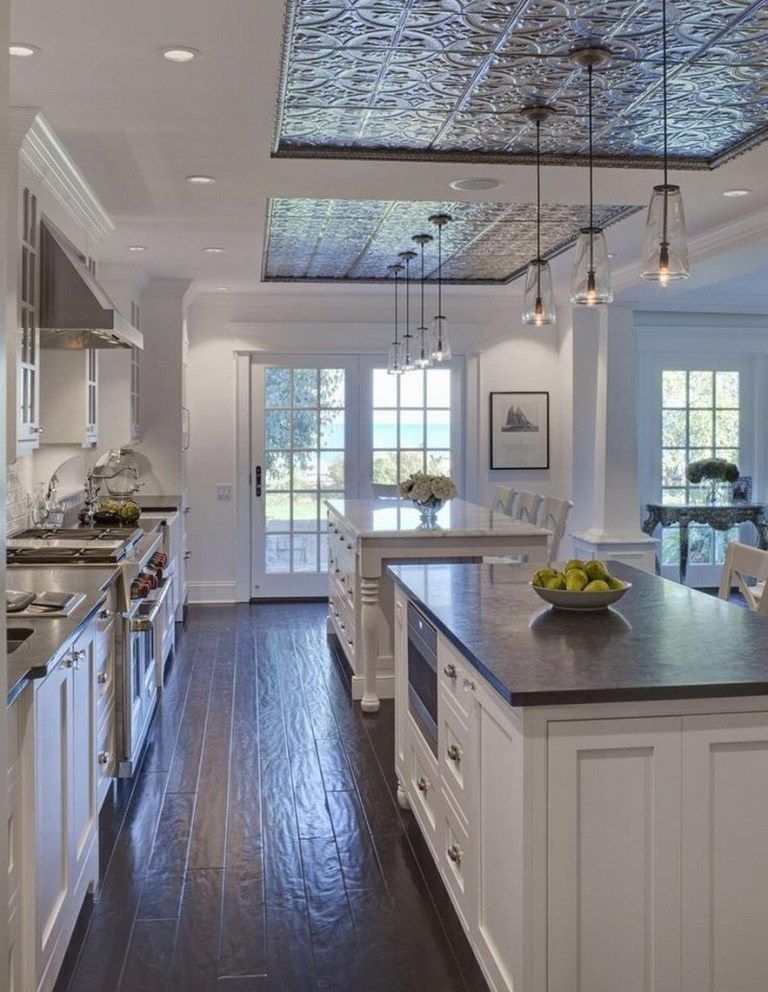 30+ Unique Ceiling Farmhouse Kitchen Design Ideas You Must Have