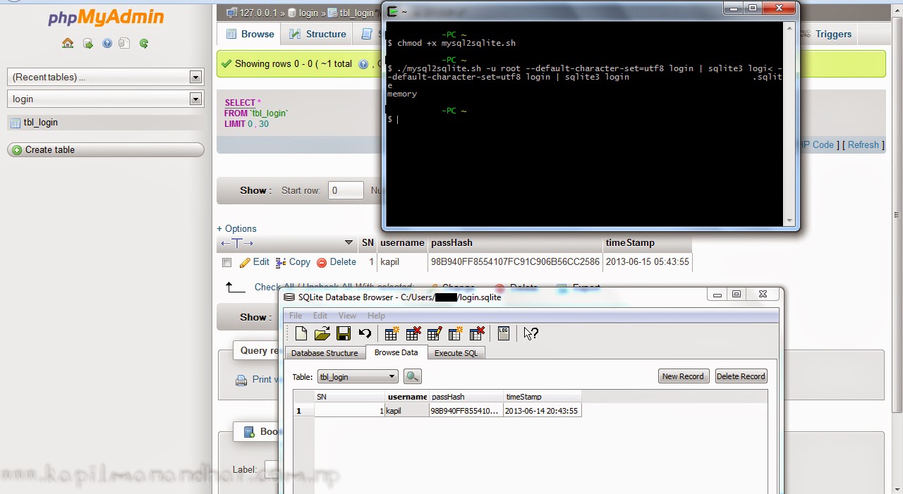 Kapil Manandhar - metalkapil: How to convert MySQL to SQLite