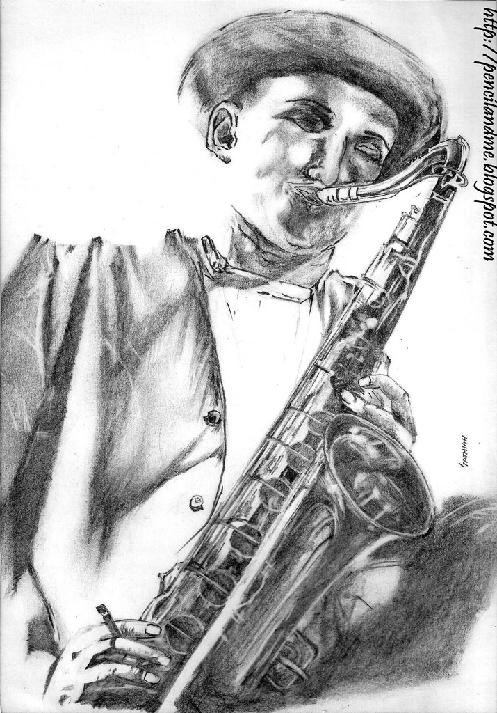 Sax - Pencil Drawing ~ Sathish's Gallery - Pencil Sketches, Techniques ...