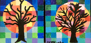 Room 101 Art: Warm, Cool Color Trees, ages 10-13