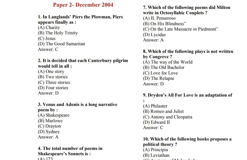 English_Literature_mcq_Questions_Answer: All Ages