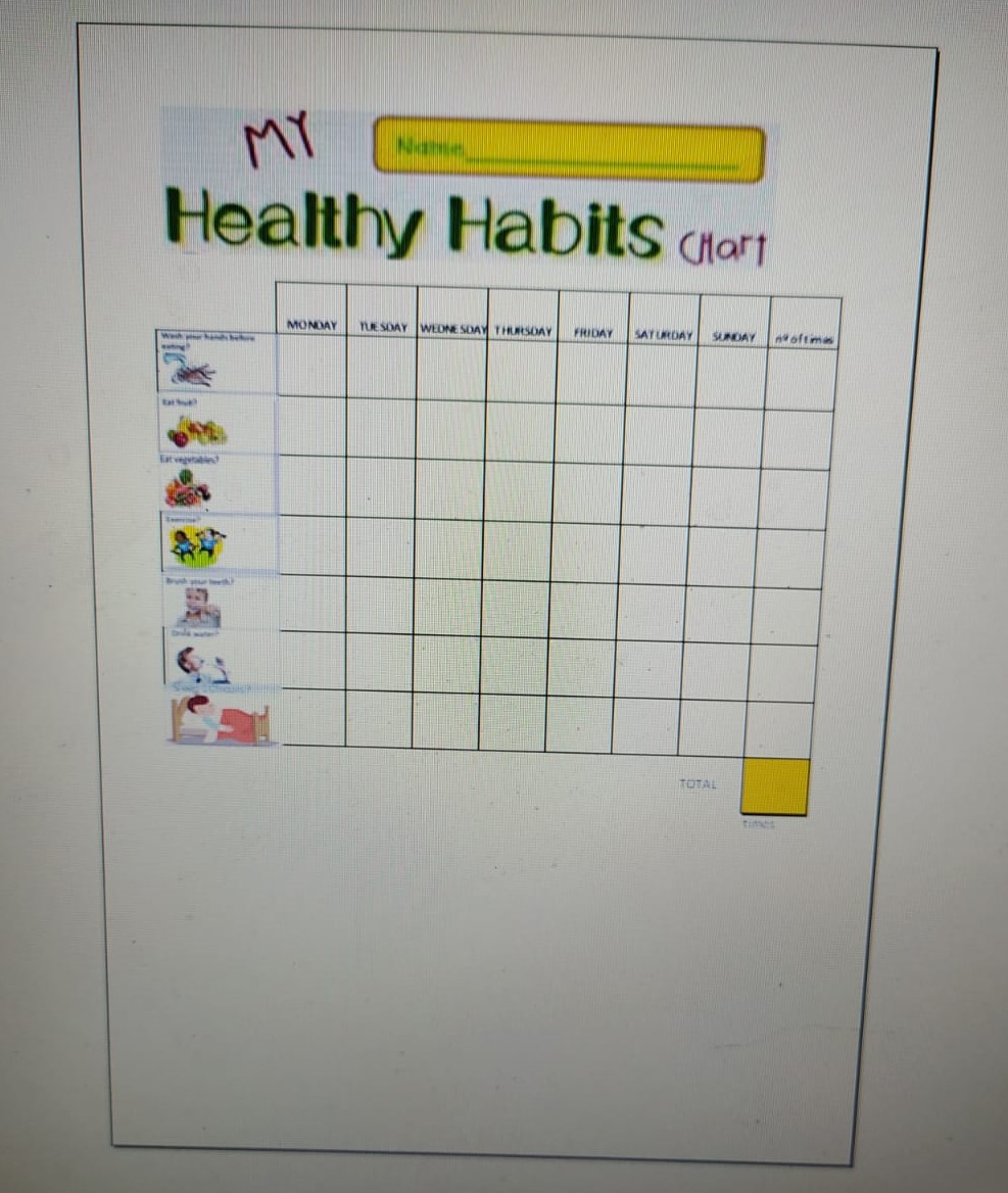 Learn English, Live English: My healthy habits chart.