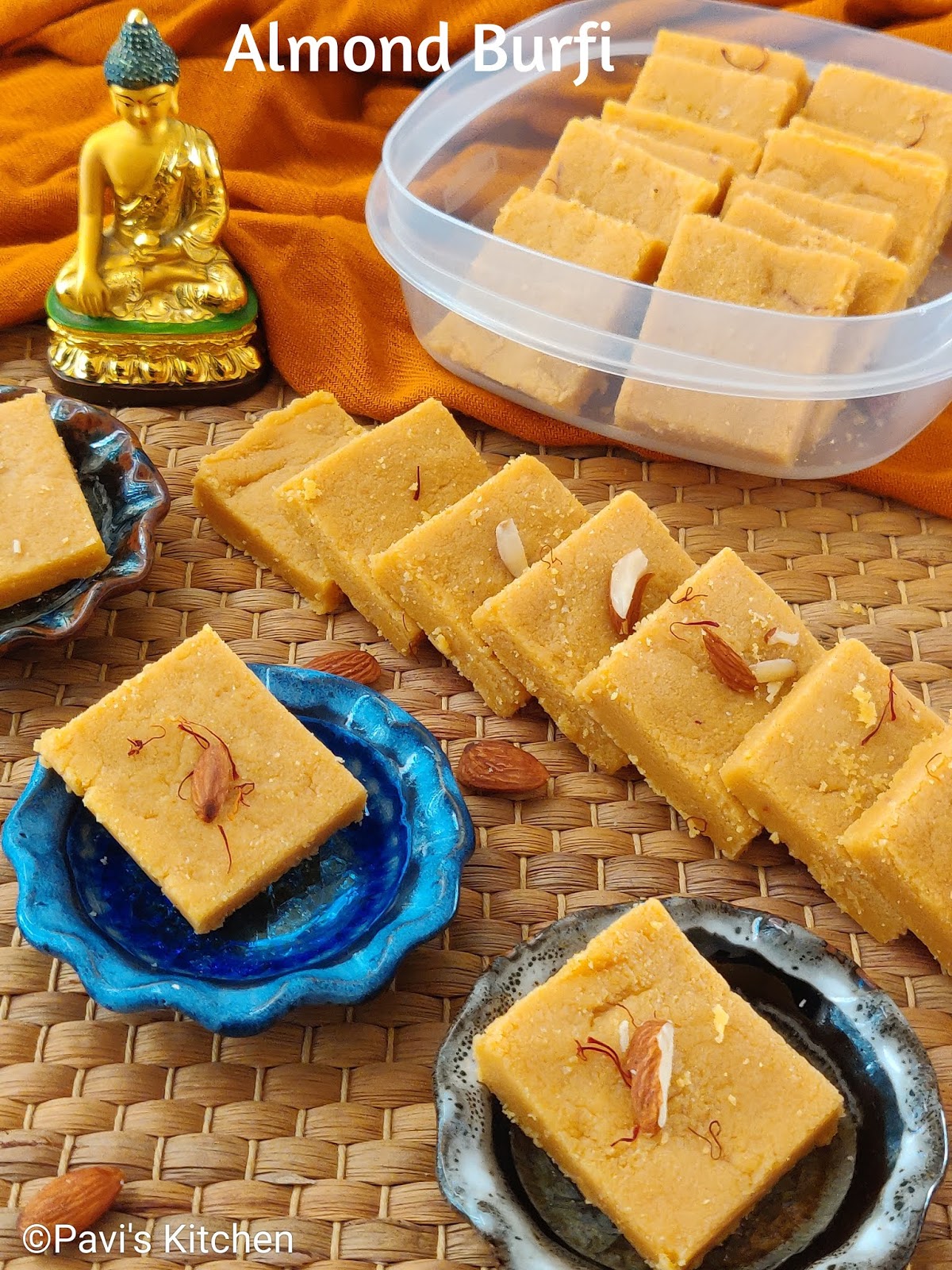 kesar badam burfi recipe | badam katli recipe | almond burfi recipe ...