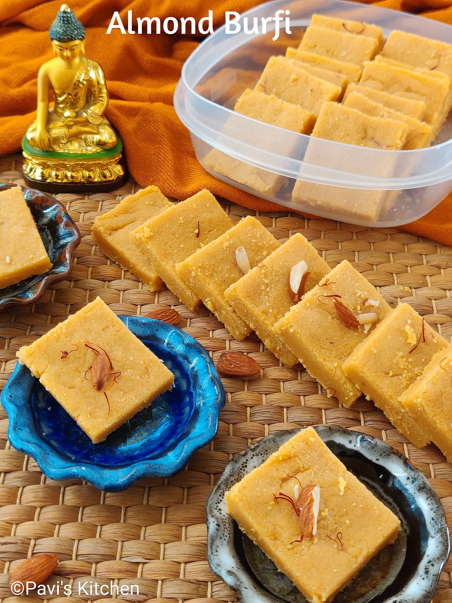 kesar badam burfi recipe | badam katli recipe | almond burfi recipe ...